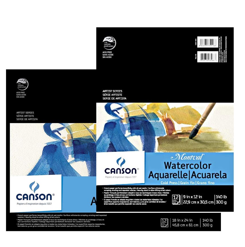Canson® Montval® Watercolour Pad, 140lbs., 9″x 12″, Fold Over – 12 ...