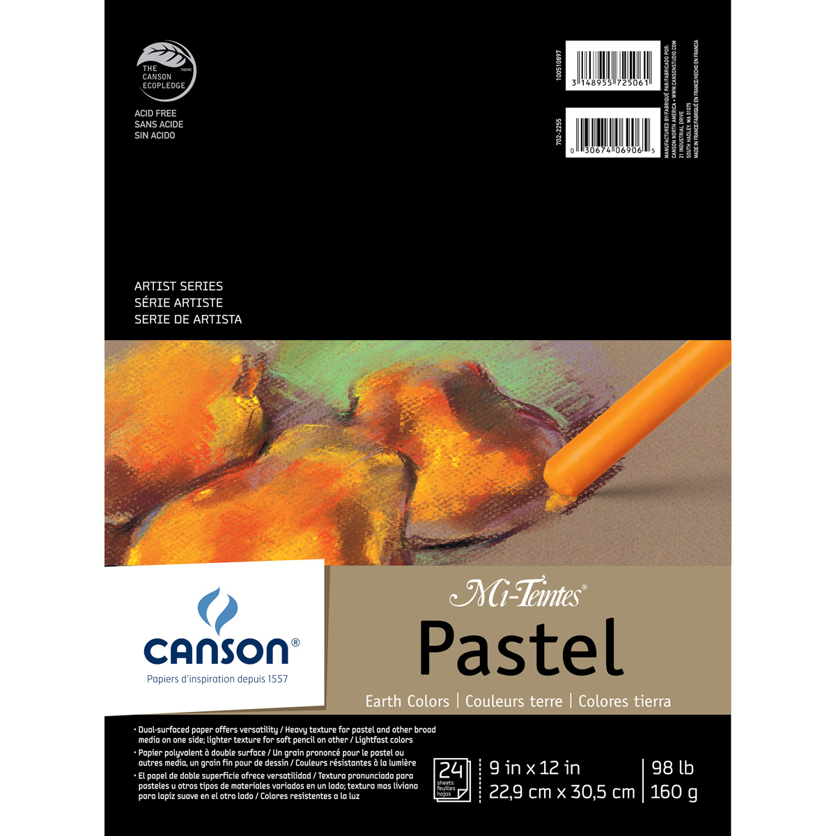Canson® Mi-Teintes® Pastel Pad, Earth Tones – 9″x 12″- 98lbs./160g ...