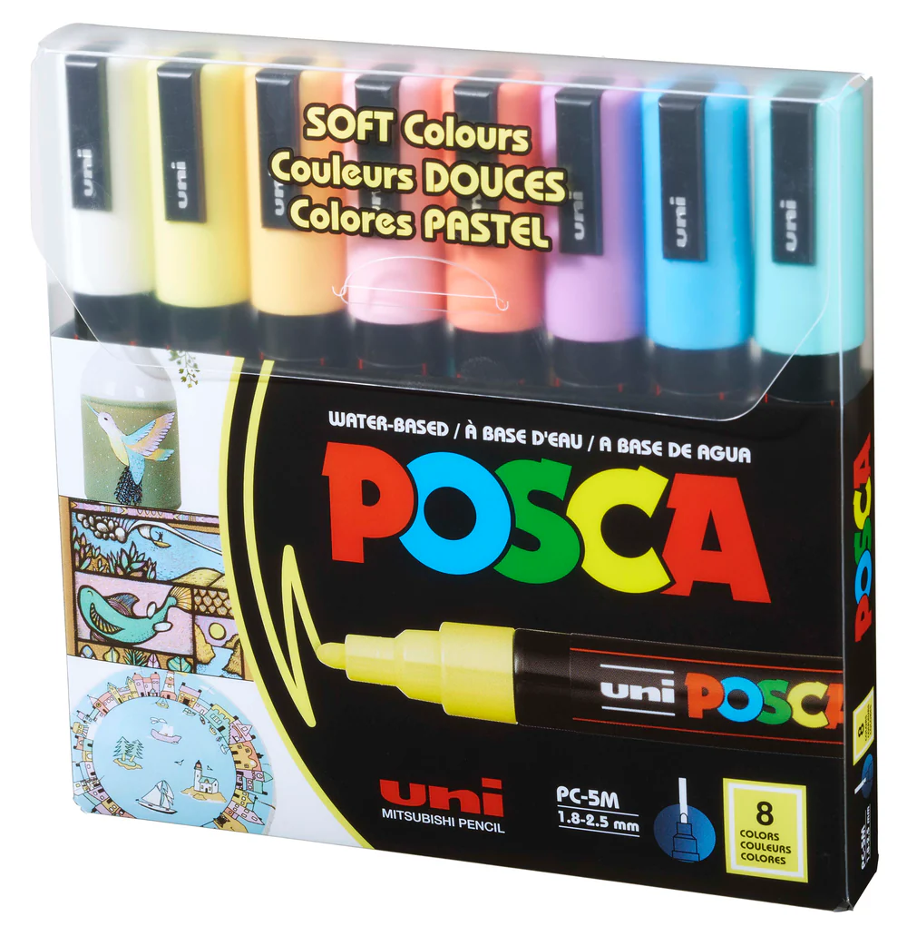 uni® POSCA PC-5M Soft Colors Water-Based Paint Markers, Reversible ...
